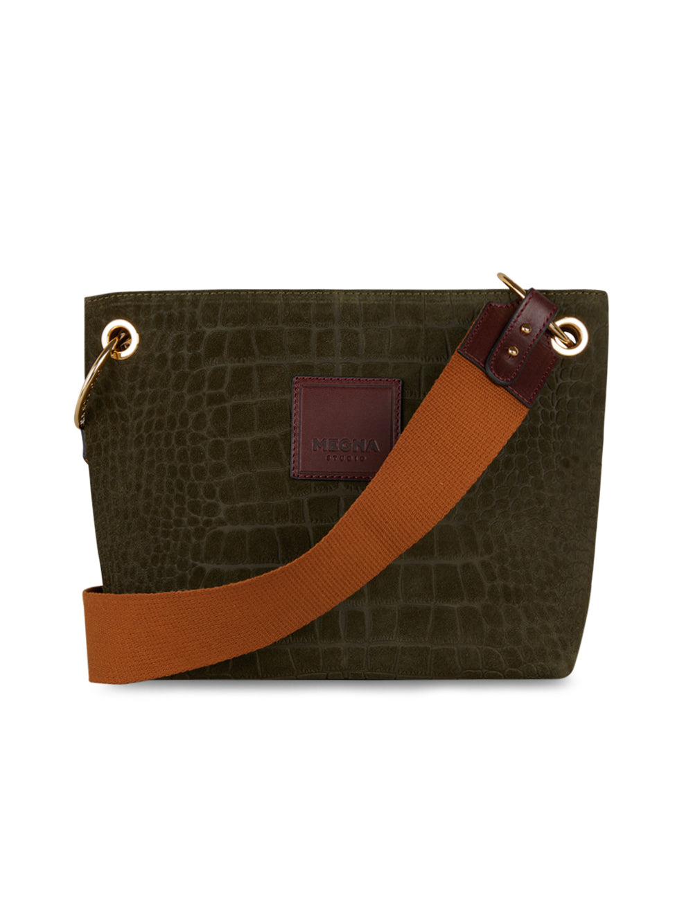 SANDRA BUCKET BAG • MINI • GREEN CROCO SUEDE – Megna Studio